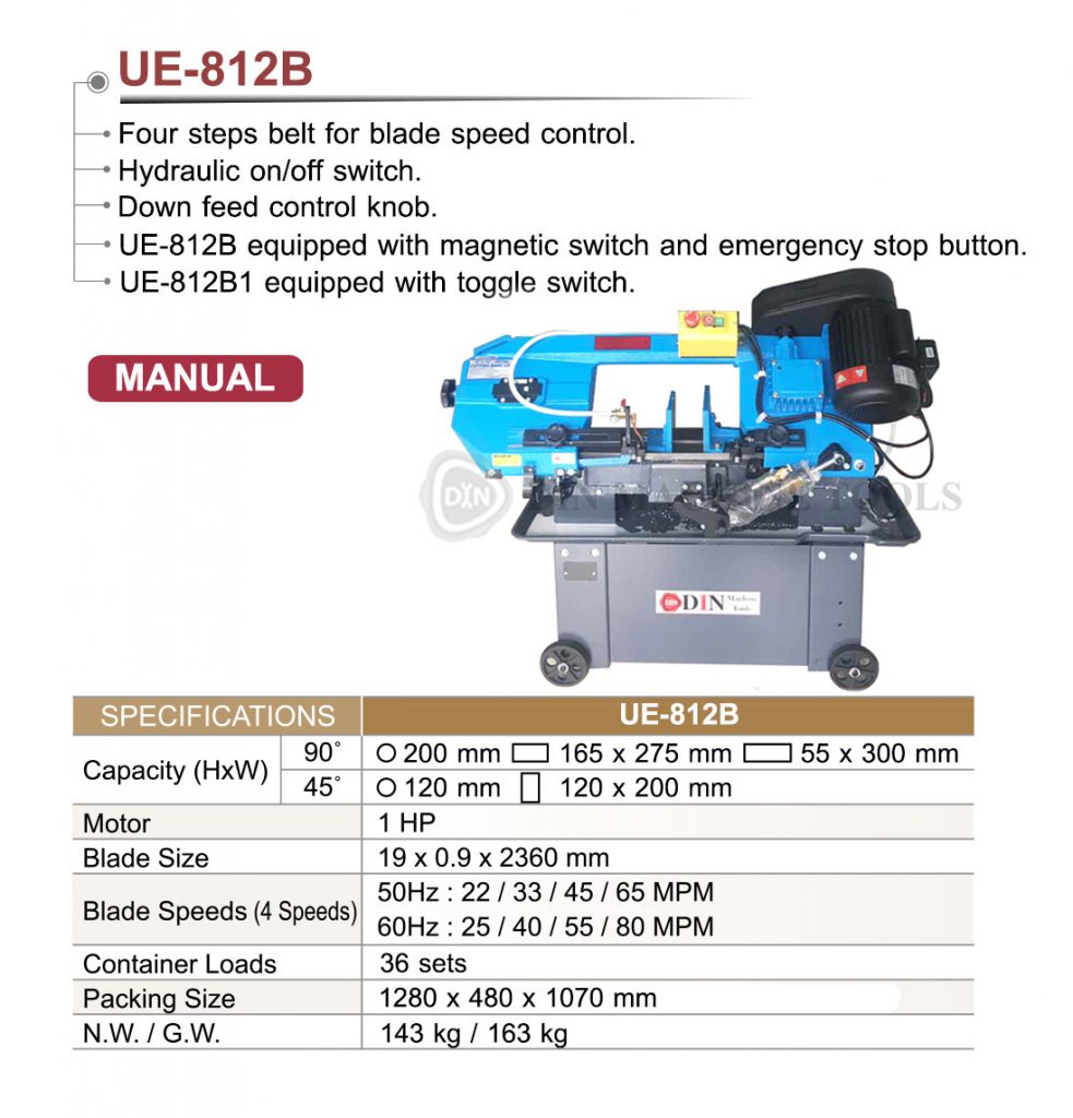 UE-812B เครื่องเลื่อยสายพาน 8นิ้ว "DIN MACHINE"